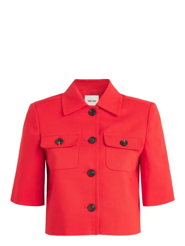 ME+EM Cropped Collared Jacket - Red
