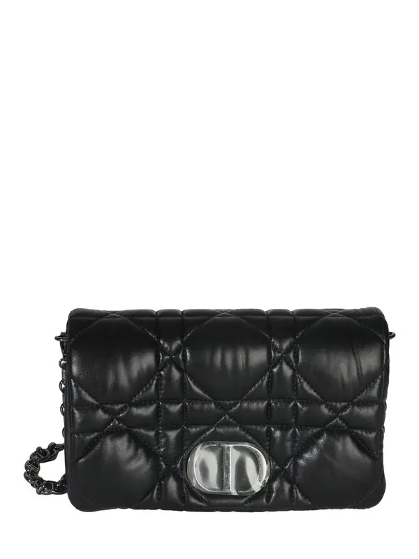 Dior Puffy Calfskin Macrocannage Caro Bag - Black
