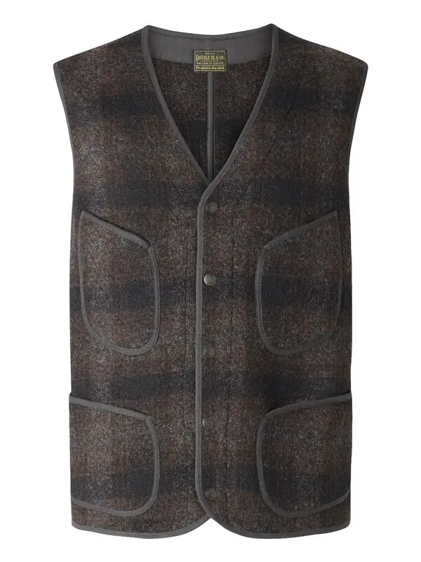 Ralph Lauren Slim-fit Checked Wool And Cotton-blend Vest - Brown