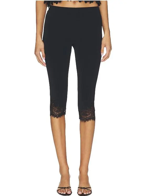 Tularosa Lace Trimmed Knit Capri Pants - Black