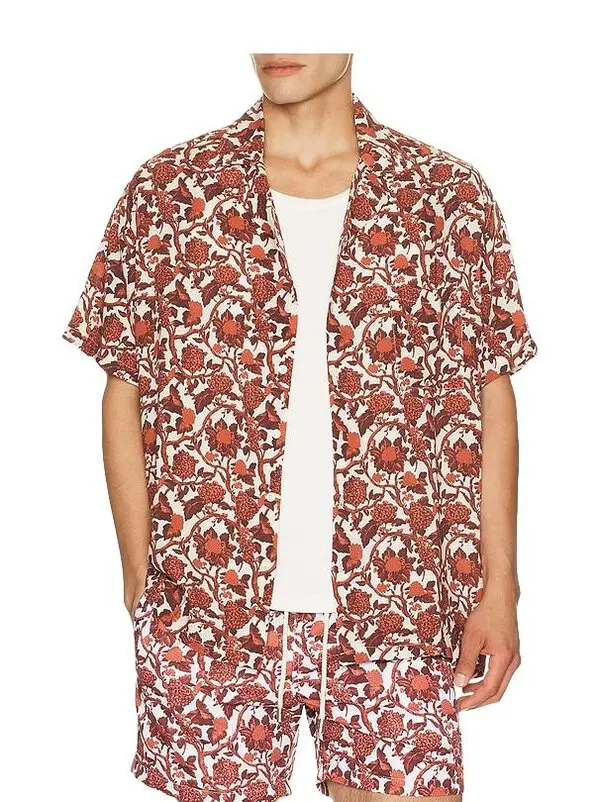 ARRELS BARCELONA Kabak X Lazaro Rosa-violan Camp Collar Shirt In Eco In . Also - Red