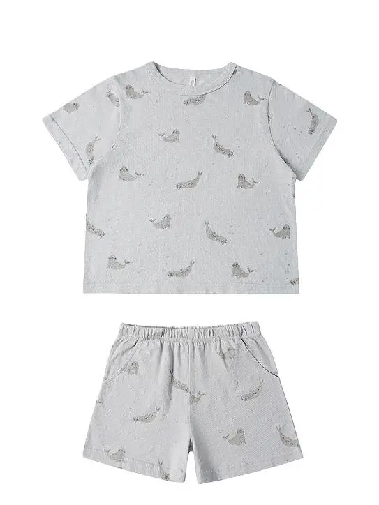 RYLEE + CRU Seal Print Cotton Play Set - Light Grey
