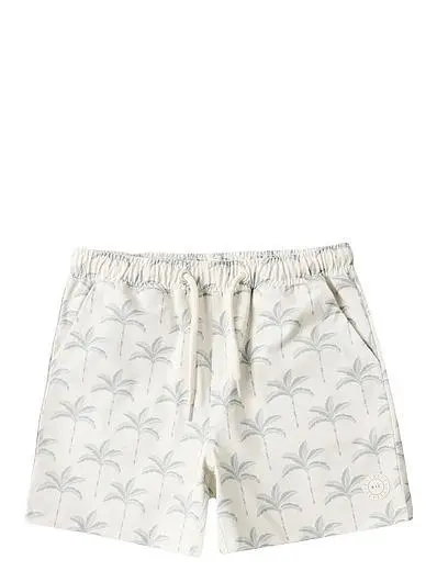 RYLEE + CRU Palm Tree Print Boardshorts - Ivory