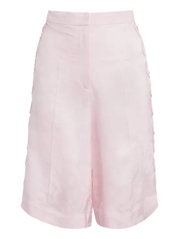Sandro Floral Jacquard Trimmed Bermuda Shorts - Pink