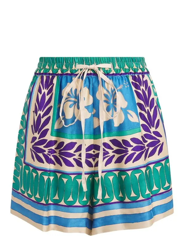 Sandro Floral Print Viscose Shorts - Green