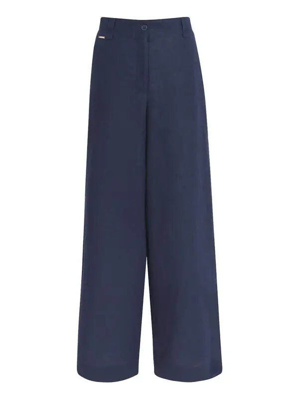 Melissa Odabash Serena Wide-leg Linen Trousers - Navy