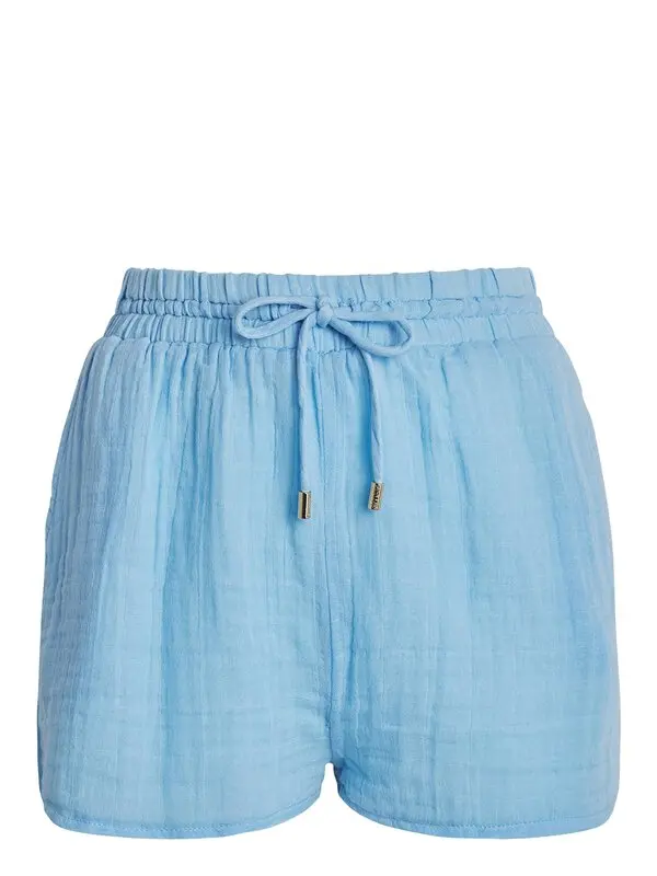 Melissa Odabash Cotton Abbie Drawstring Shorts - Blue