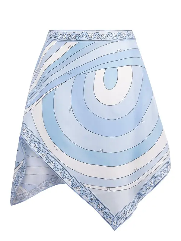 Emilio Pucci Silk Orchidee Print Mini Skirt - Blue