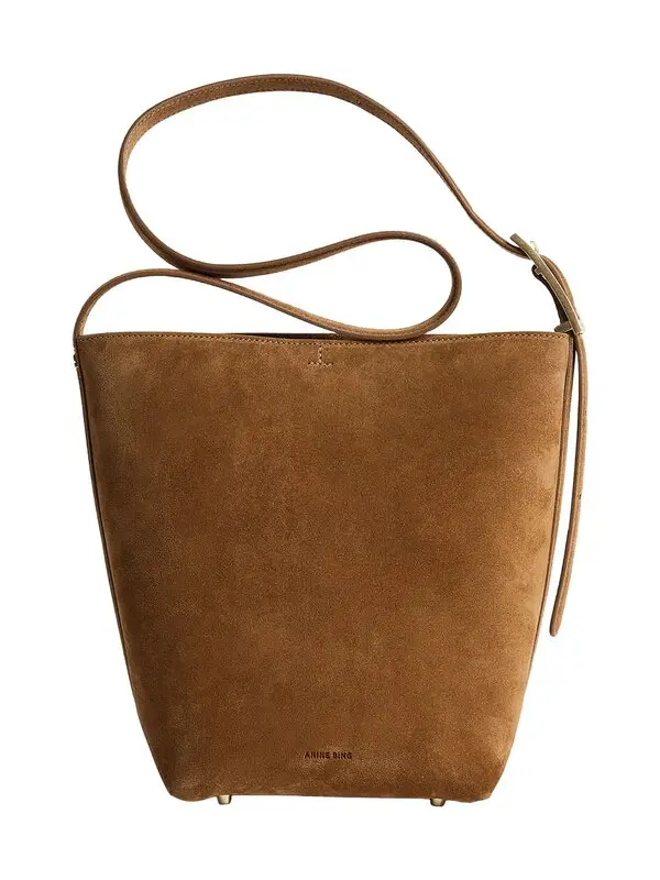 ANINE BING Medium Suede Elly Bucket Bag - Brown