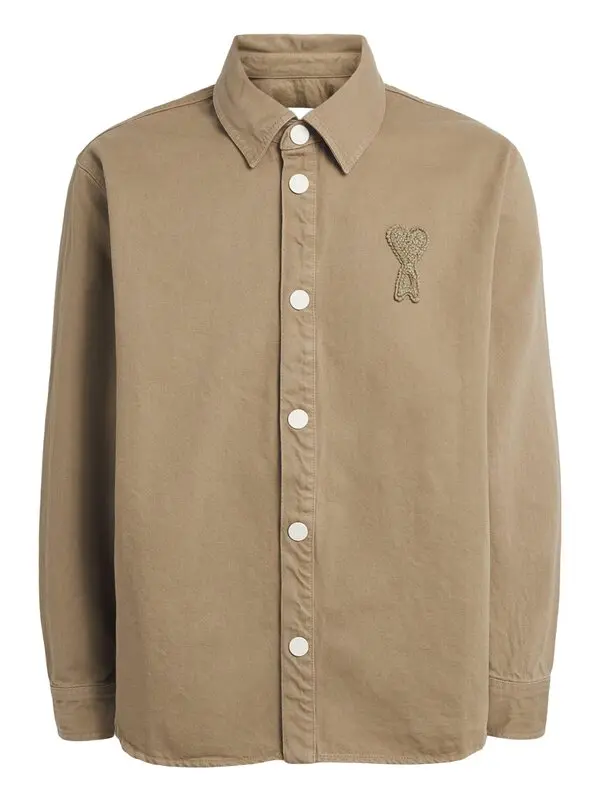Ami Cotton De Coeur Overshirt - Beige