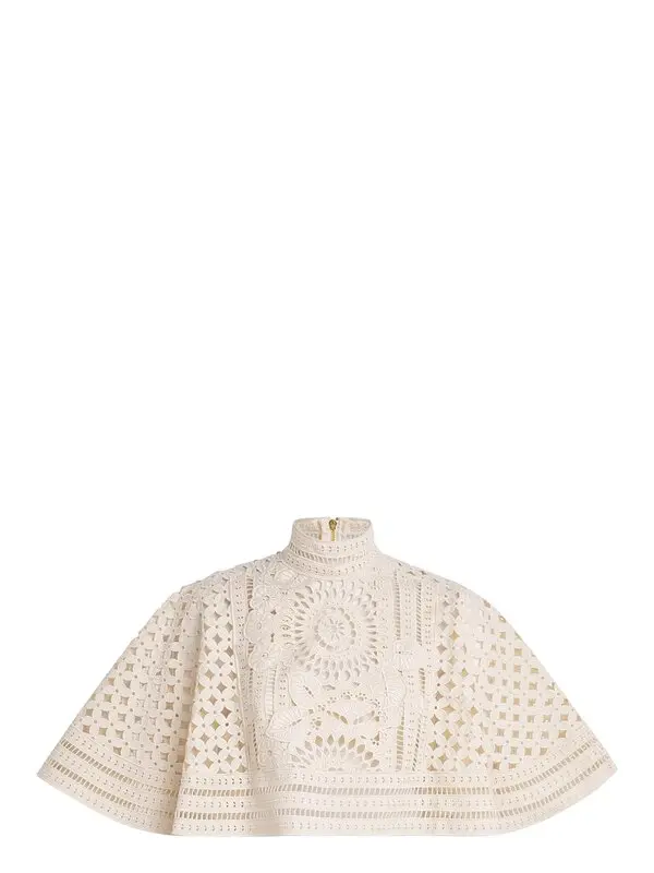 Zimmermann Indra Cape Crop Top - Beige