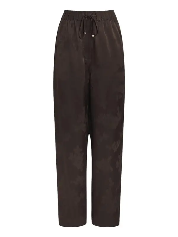 GANNI Satin Jacquard Drawstring Trousers - Brown