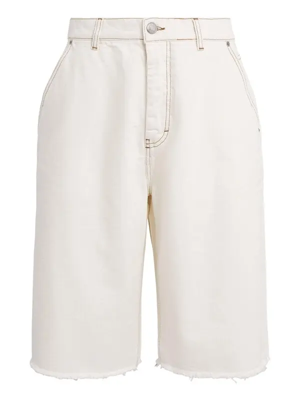 Ami Contrast Stitch Oversized Denim Shorts - White
