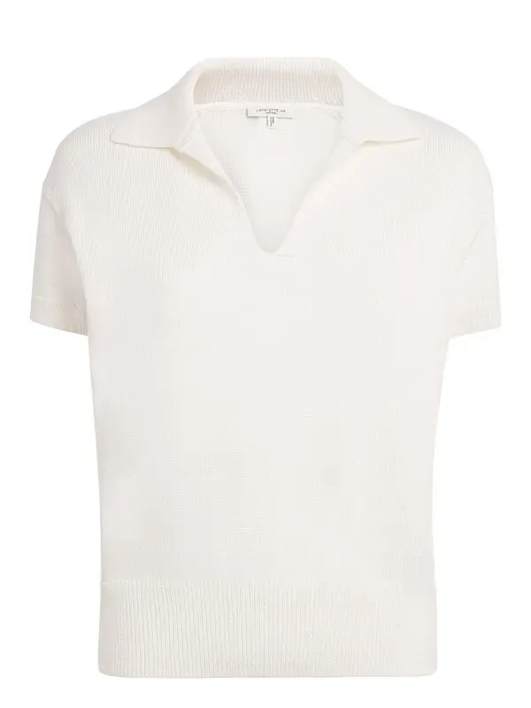 Lafayette 148 New York Cotton-silk Open-collar Polo Shirt - White