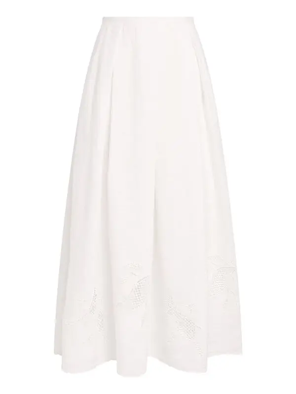 Lafayette 148 New York Organic Linen Broderie Anglaise Maxi Skirt - White