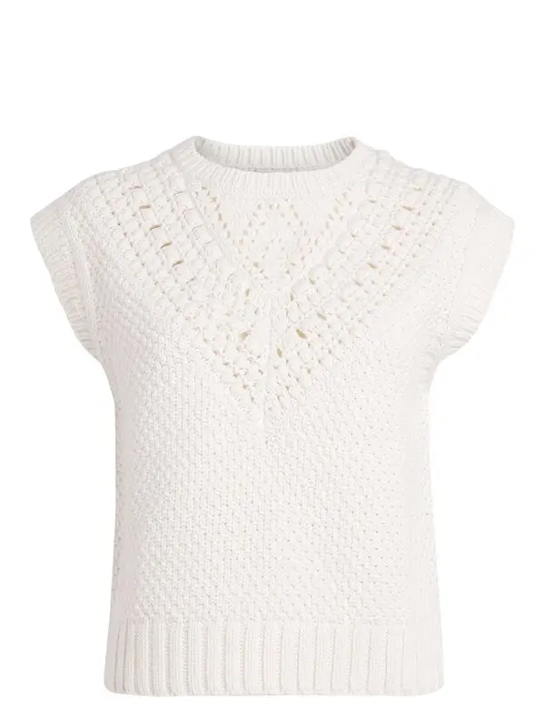 ME+EM Organic Cotton-merino Wool Crochet Vest - White