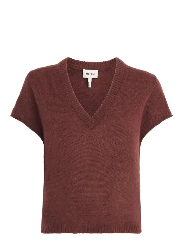 ME+EM Merino Cashmere Silk V-neck T-shirt - Brown