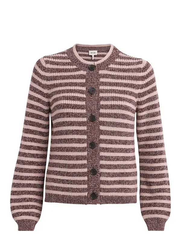 ME+EM Organic Cotton Striped Cardigan - Brown