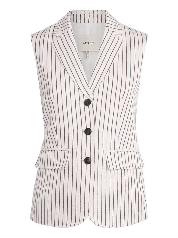 ME+EM Sleeveless Striped Blazer - White