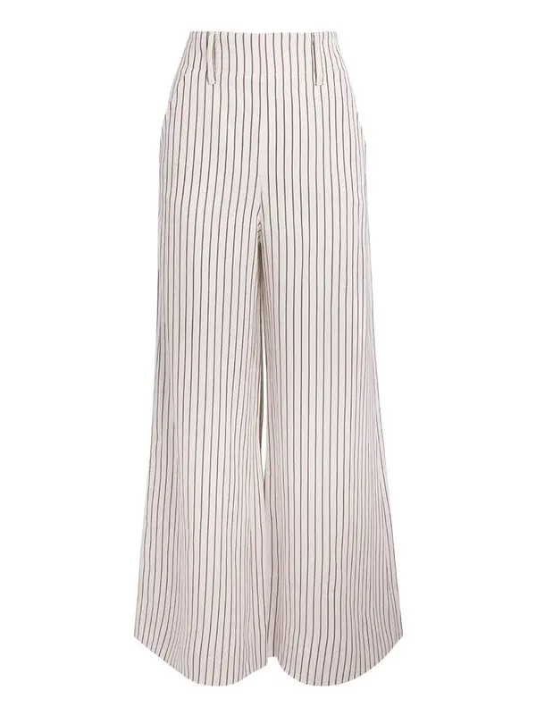 ME+EM Stripe Wide-leg Trousers - White