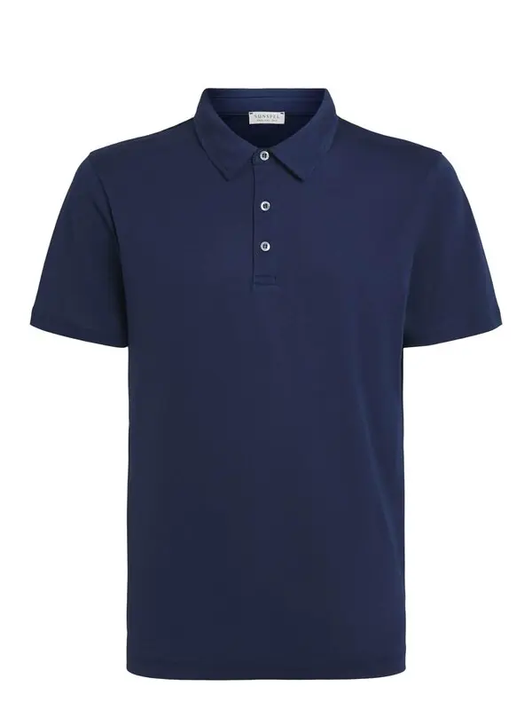 Sunspel Supima Cotton Polo Shirt - Blue