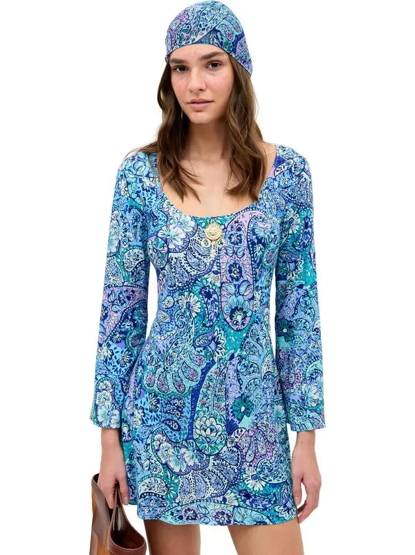 Rixo Dulce Paisley Floral Dress - Blue