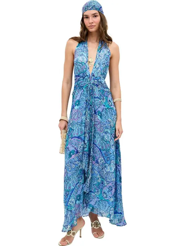 Rixo Alaina Paisley Floral Maxi Dress - Blue