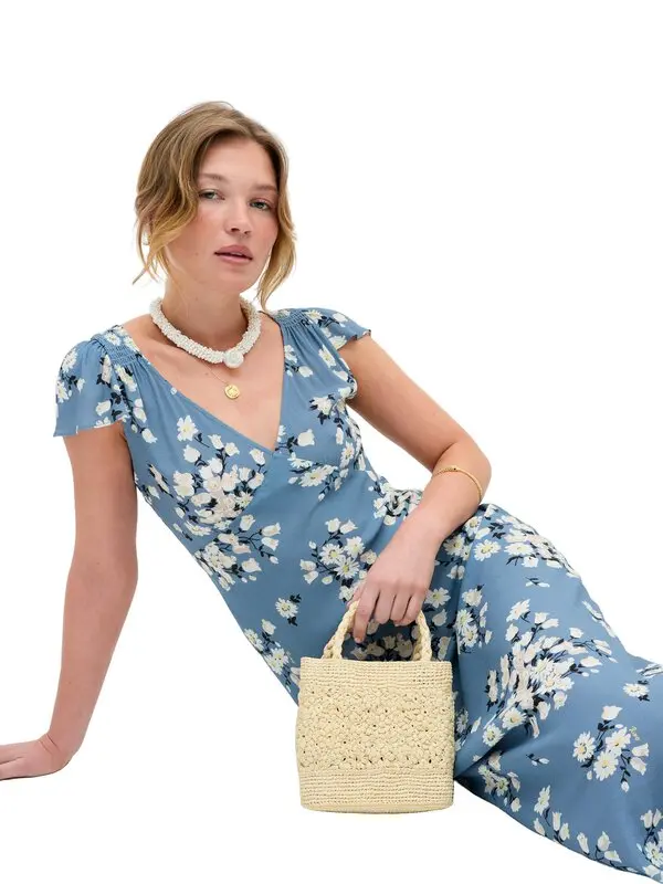 Rixo Cathy Amelia Bouquet Dress - Blue