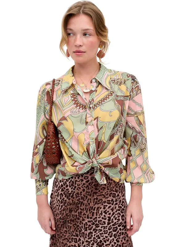 Rixo Blake Bianca Abstract Printed Shirt - Green