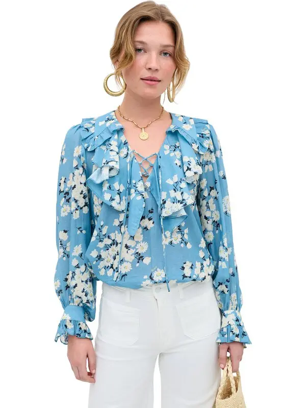 Rixo Amelia Bouquet Blouse - Blue