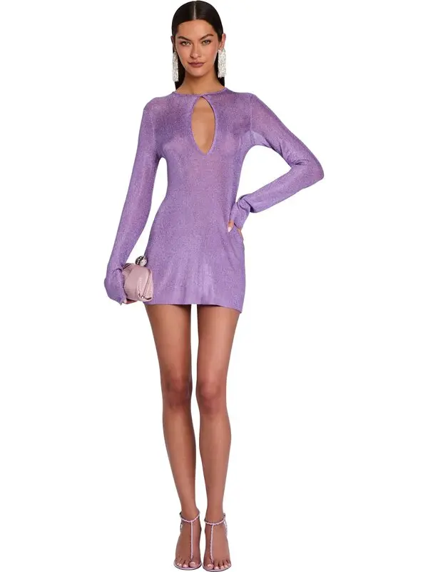 SEROYA Emeri Metallic Knit Mini Dress - Lilac Bloom