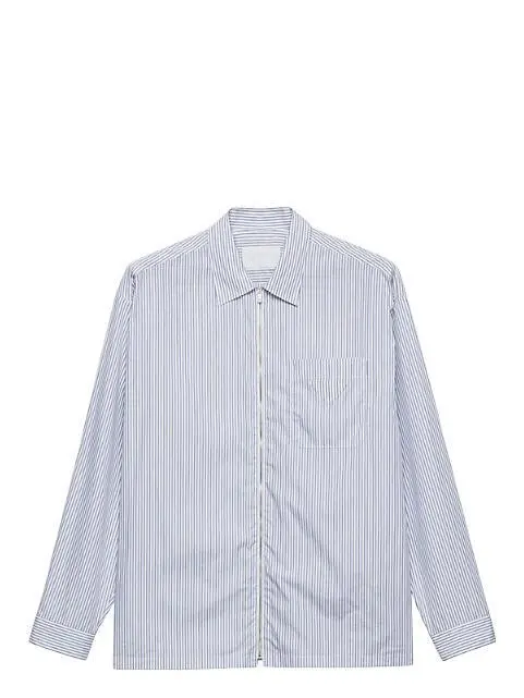 Prada Stripe-print Zipper Cotton Shirt - Blue