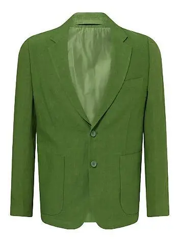 PERCIVAL Tailored Single-breasted Linen And Cotton-blend Blazer - Forest