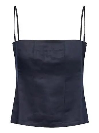 Jenni Kayne Spaghetti Strap Linen Blend Top - Navy