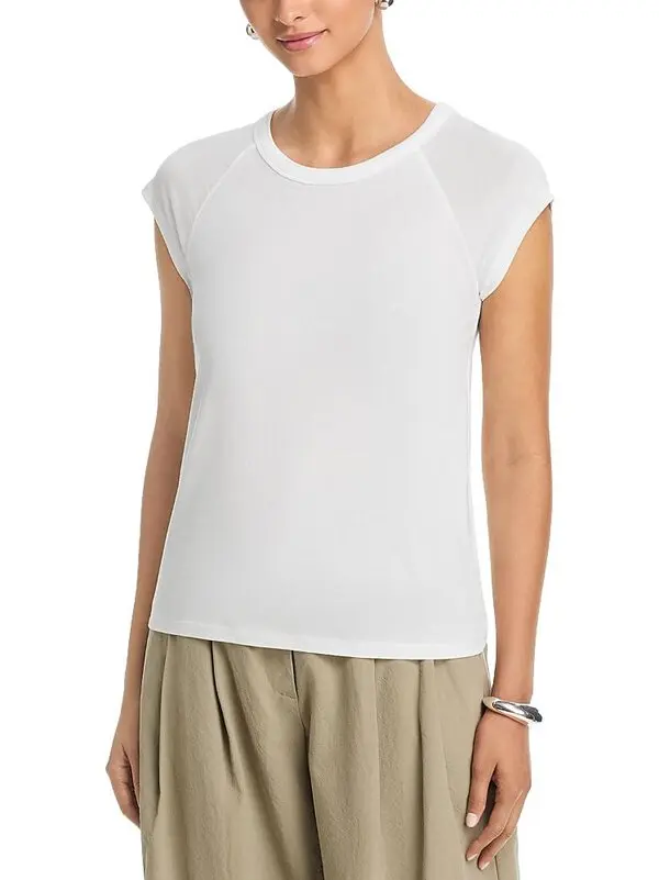 Majestic Filatures Cap Sleeve Crewneck Top - Milk