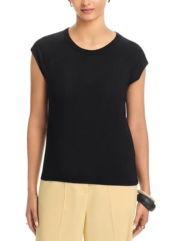 Majestic Filatures Cap Sleeve Crewneck Top - Noir