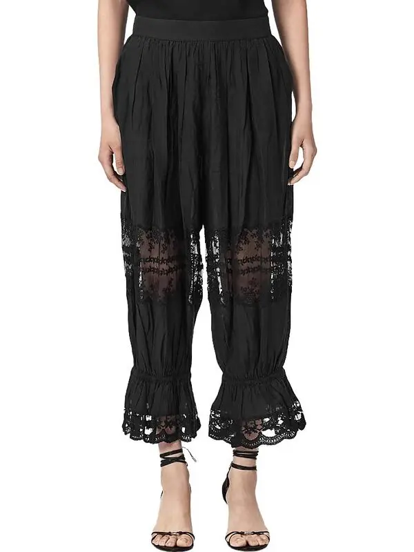 ALLSAINTS Solene Lace-trimmed Trousers - Black