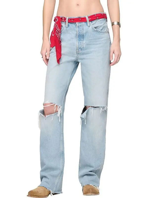 RE/DONE High Rise Loose Distressed Jeans - Silverspri