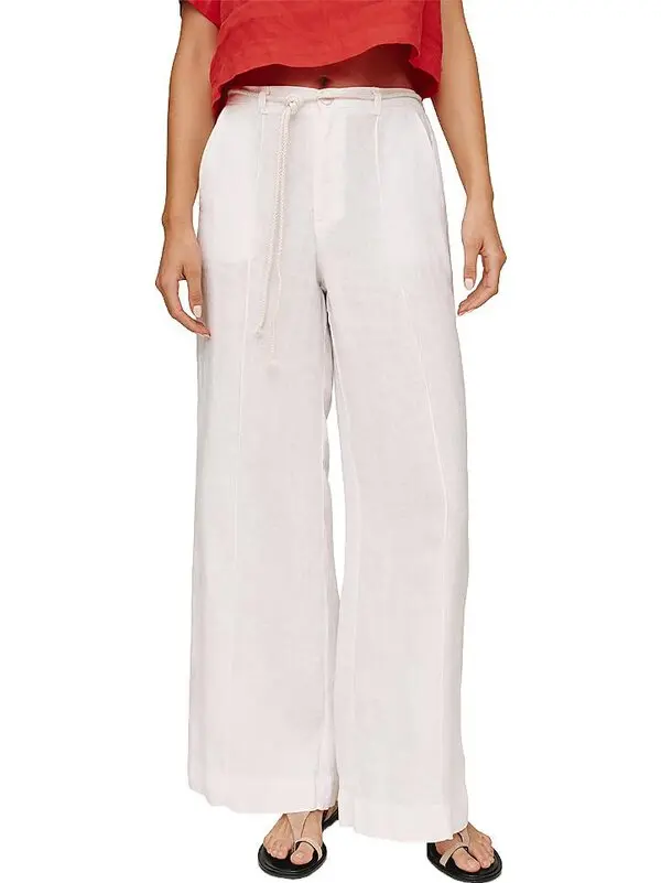 Bella Dahl Pintuck Wide Leg Linen Pants - White