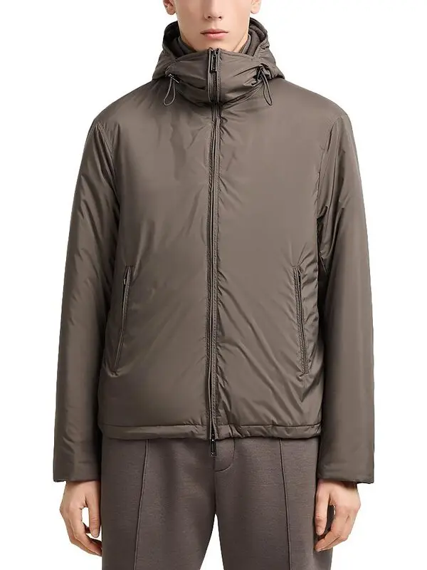Emporio Armani Regular Fit Hooded Blouson Jacket - Grey