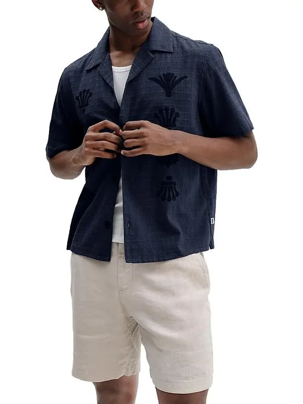 WAX LONDON Curzon Check Embroidered Shirt - Navy