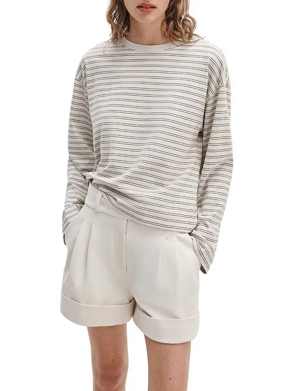 Rag & Bone Kelly Stripe Boxy Jersey Tee - Copper Multi