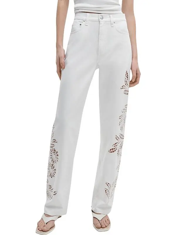 Rag & Bone Shea High Rise Straight Leg Jeans - White Floral