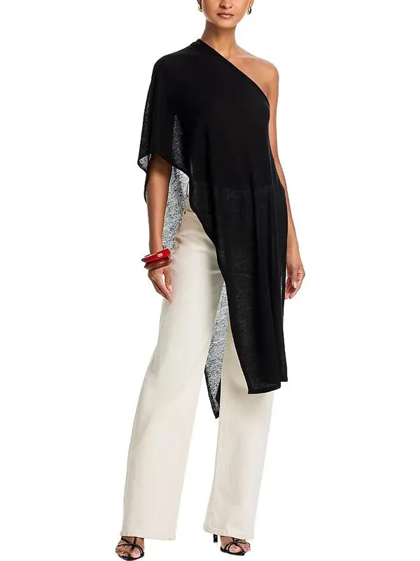 Velvet By Graham & Spencer Floren One Shoulder Poncho - Black