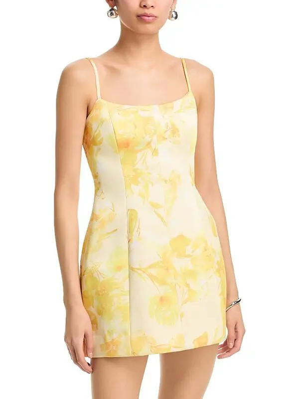 French Connection York Satin Sophie Fleur Mini Dress - Daisy Yellow
