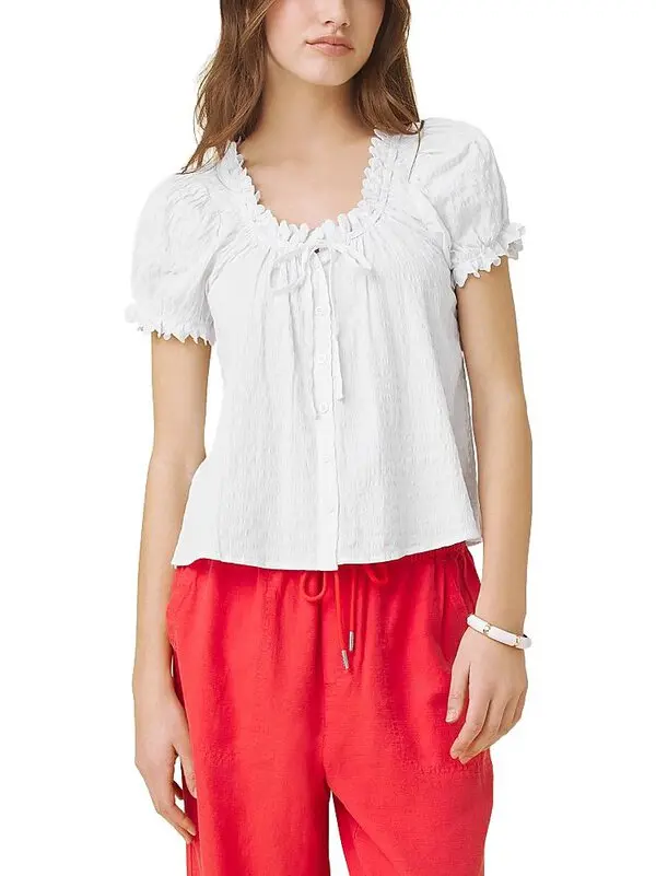 Splendid Gigi Puff Sleeve Top - White