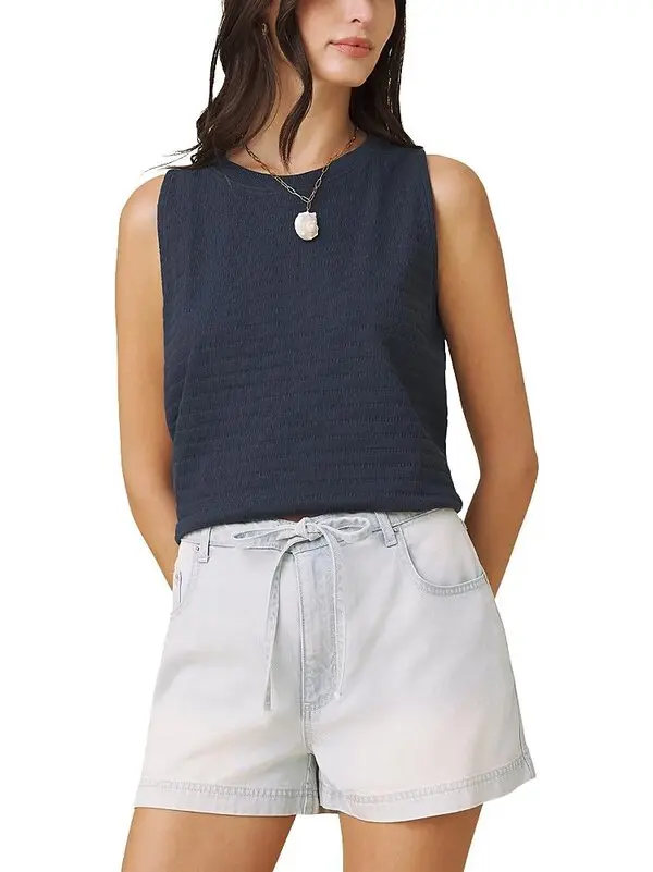 Splendid Shelly Smocked Tank Top - Navy