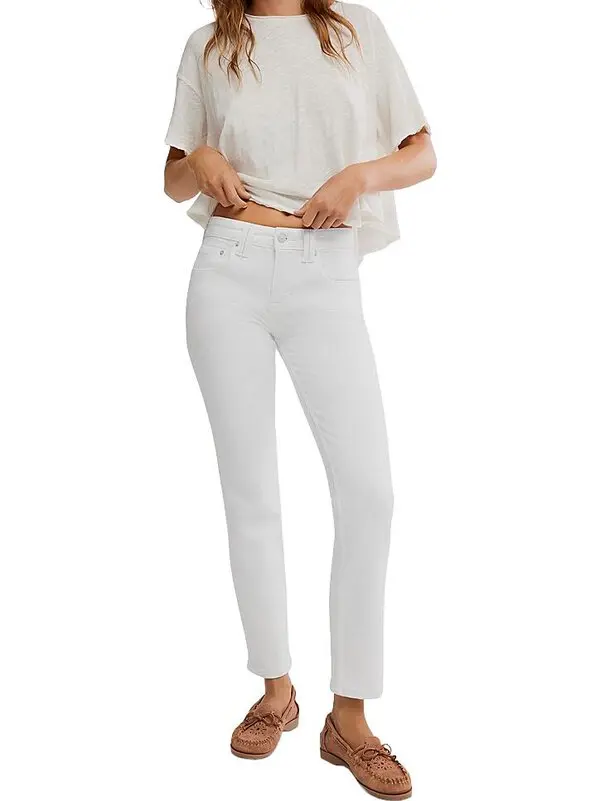 Free People Oracle Low Rise Slim Straight Jeans - Optic White