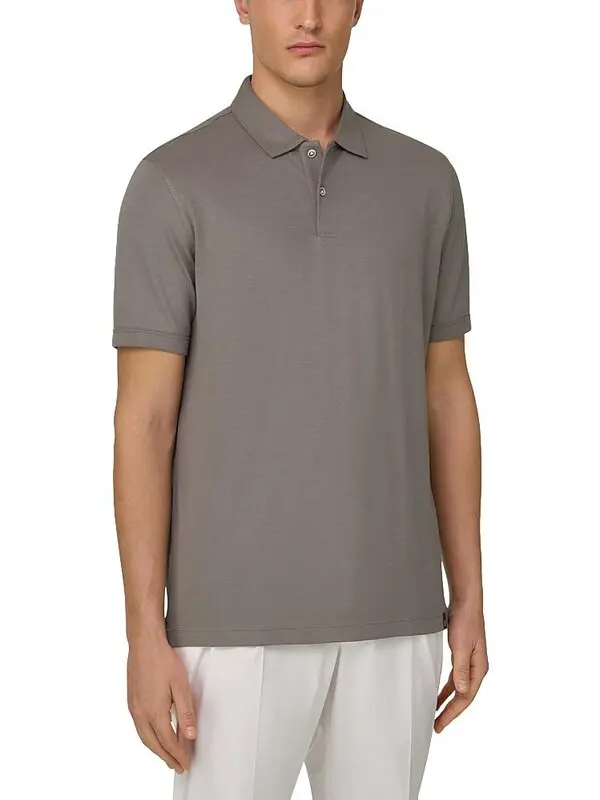 Boggi Milano Cafe Pique Regular Fit Polo Shirt - Mud