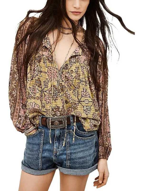 Ba&sh Pamila" Printed Viscose Blouse - Yellow